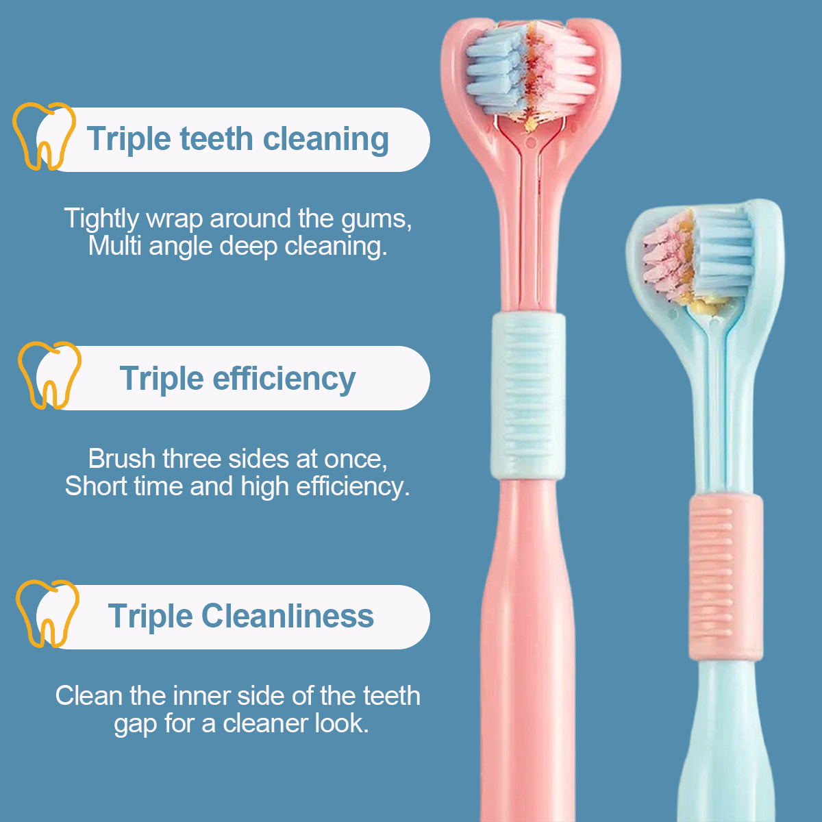 💕Kids /Adult 3 Sided Soft Hair Tooth Toothbrush Ultra Fine Soft ...