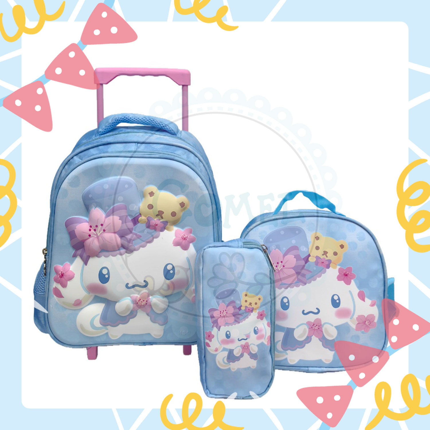 Comel Kids Fix Mini Trolley Backpack School Bag Set Cartoon Kuromi ...