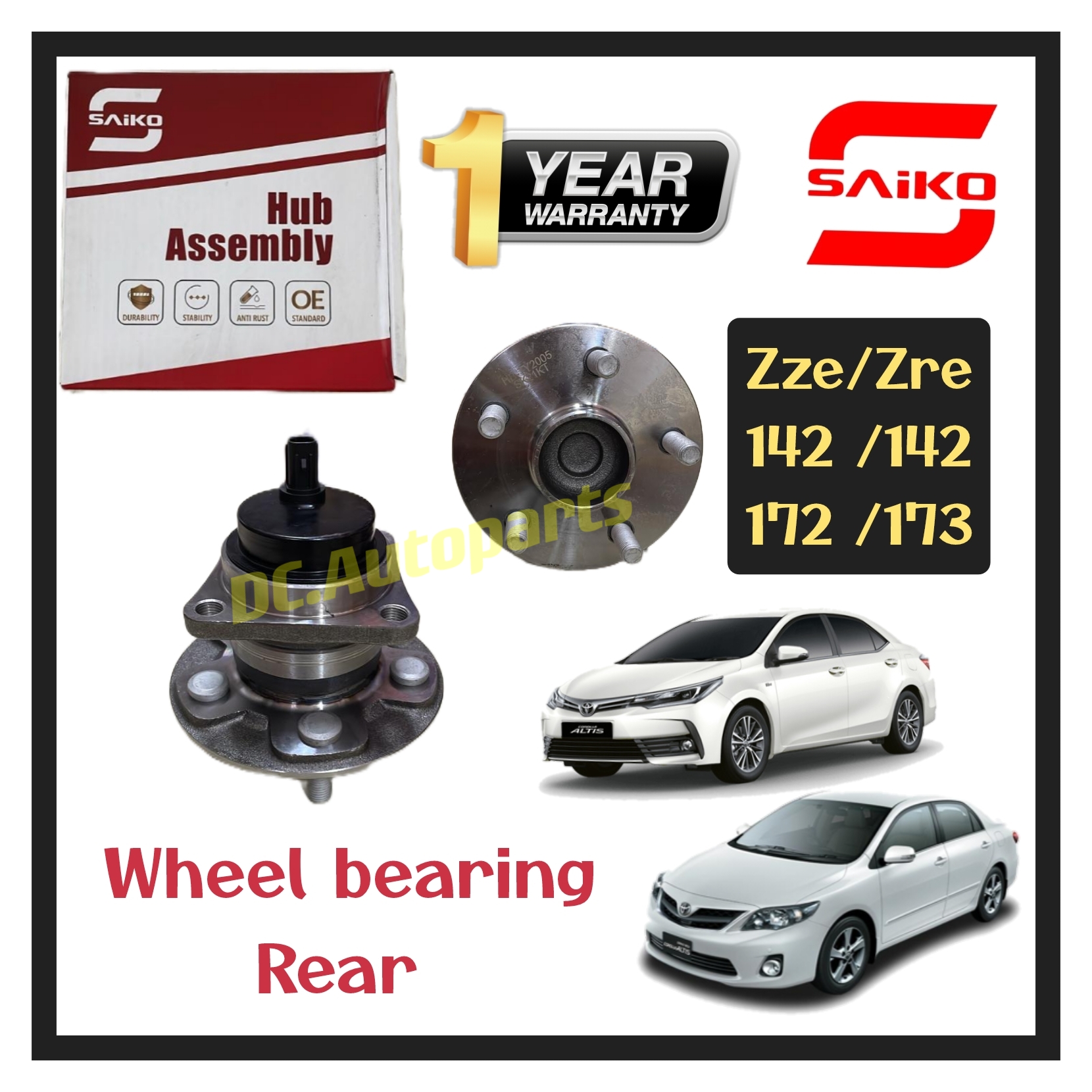 (WARRANTY 1 YEAR ) SAIKO WHEEL HUB BEARING TOYOTA COROLLA ALTIS ZZE141 ...