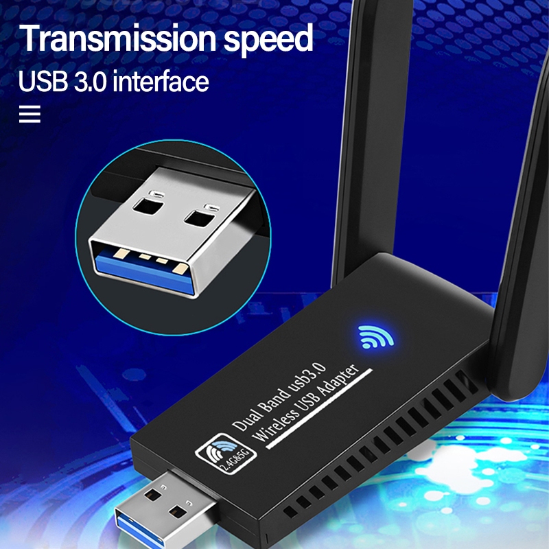 MiMi 1300Mbps Wifi Adapter Wifi Dongle Antenna Wireless Long Range Dual ...