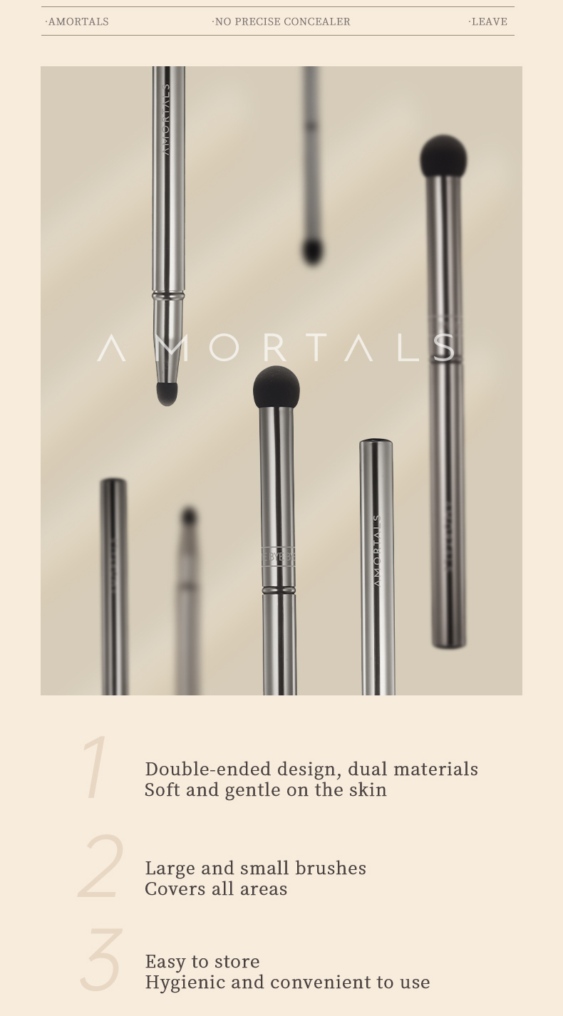 AMORTALS Dual Headed Stippling Brush 尔木萄双头无痕遮瑕刷点涂刷 泪沟法令纹不易吃粉笔指腹化妆师专用化妆刷 ...