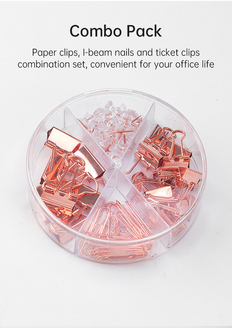 Deli Office Combination Paper Binder Clip And Push Pin Rose 78553 ...