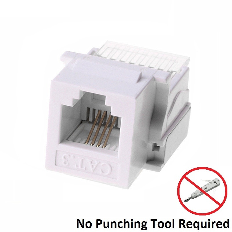 CAT3 RJ11 Keystone Jack Connector telephone module Jack Tool-free RJ11 ...