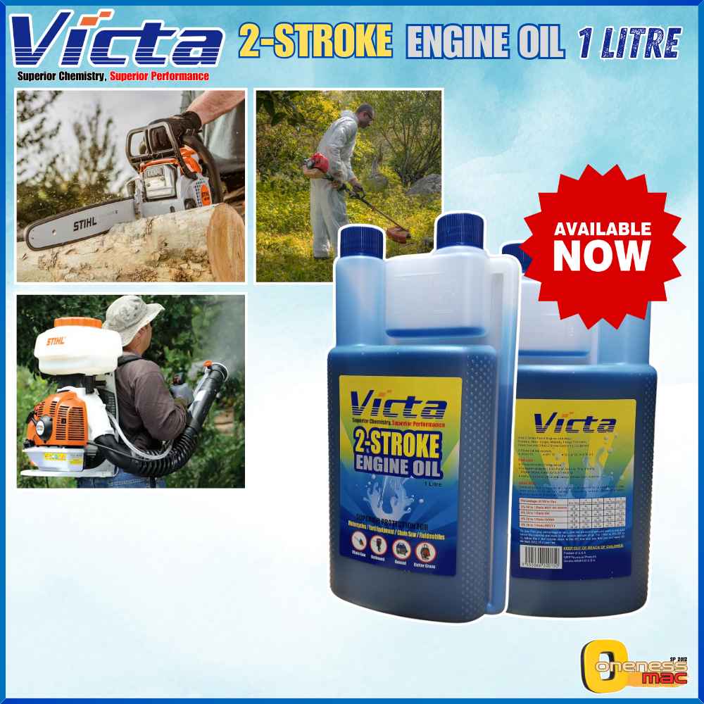 "VICTA - 2-STROKE ENGINE OIL 1 LITRE (BLUE)" CHAINSAW/BRUSHCUTTER OIL ...