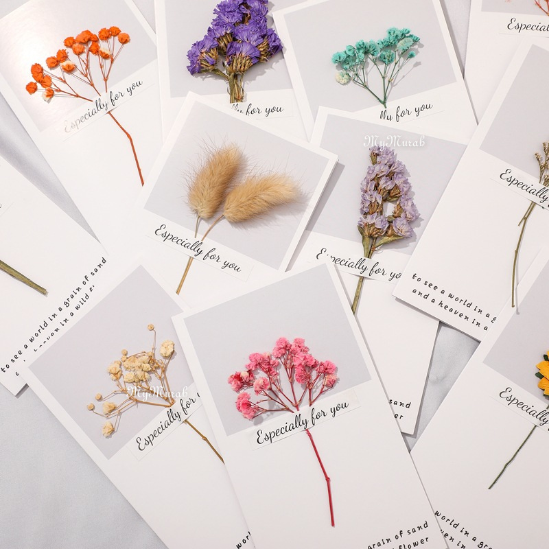 (32PCS) DRIED FLOWER CARD Love Kad Hati Kad Ucapan Gift Greeting Best ...