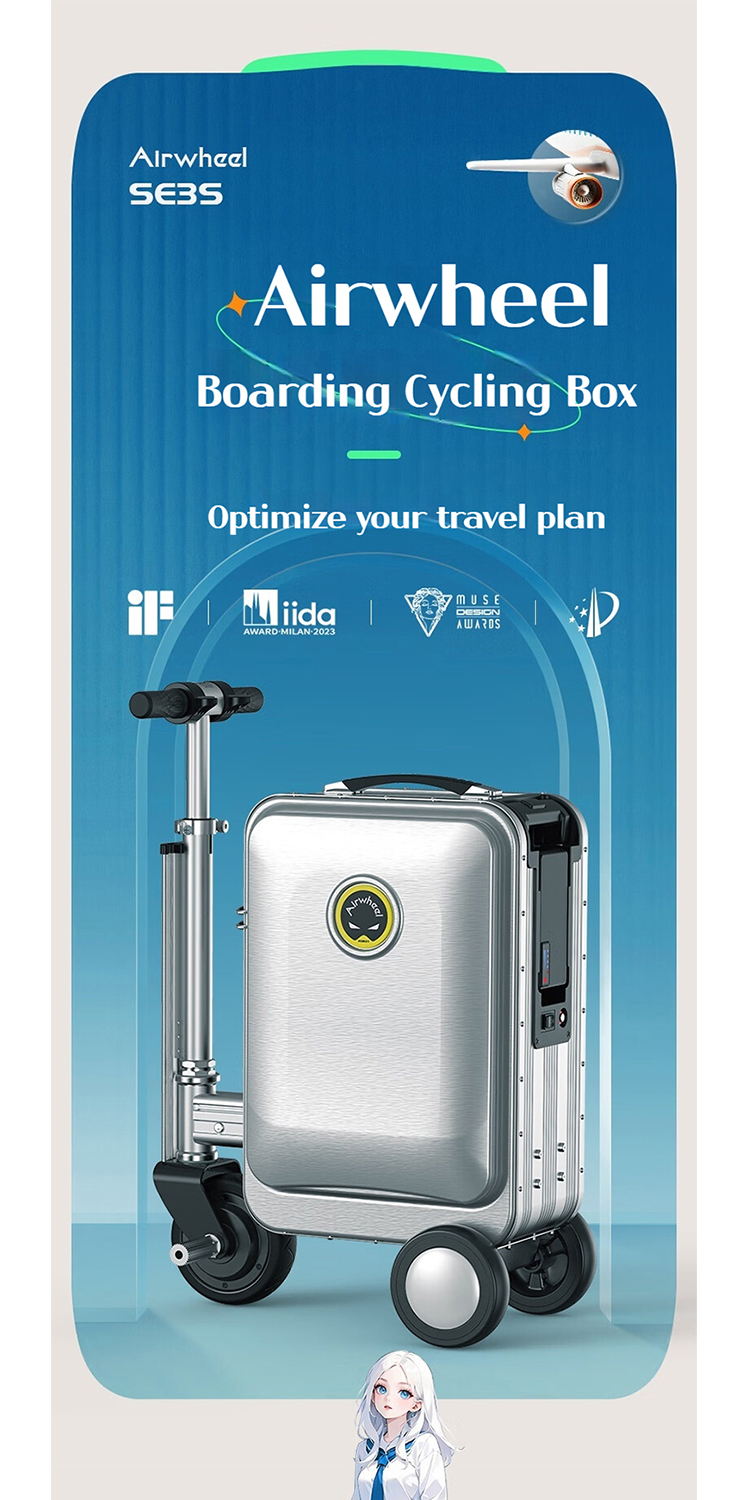 Airwheel SE3S Ride Boarding Luggage 20L Electric Smart Luggage Scooter ...