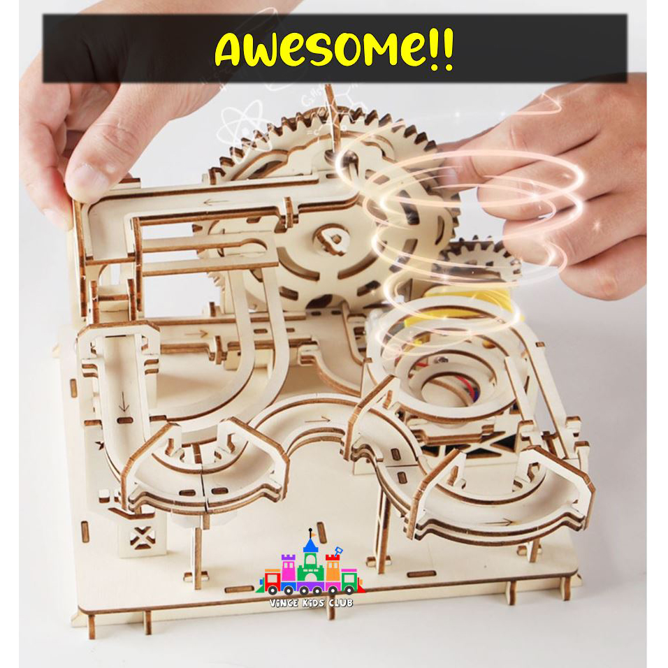 Set DIY Larian Guli Kayu DIY Wooden Marble Run Kit 3D Wooden Puzzle ...