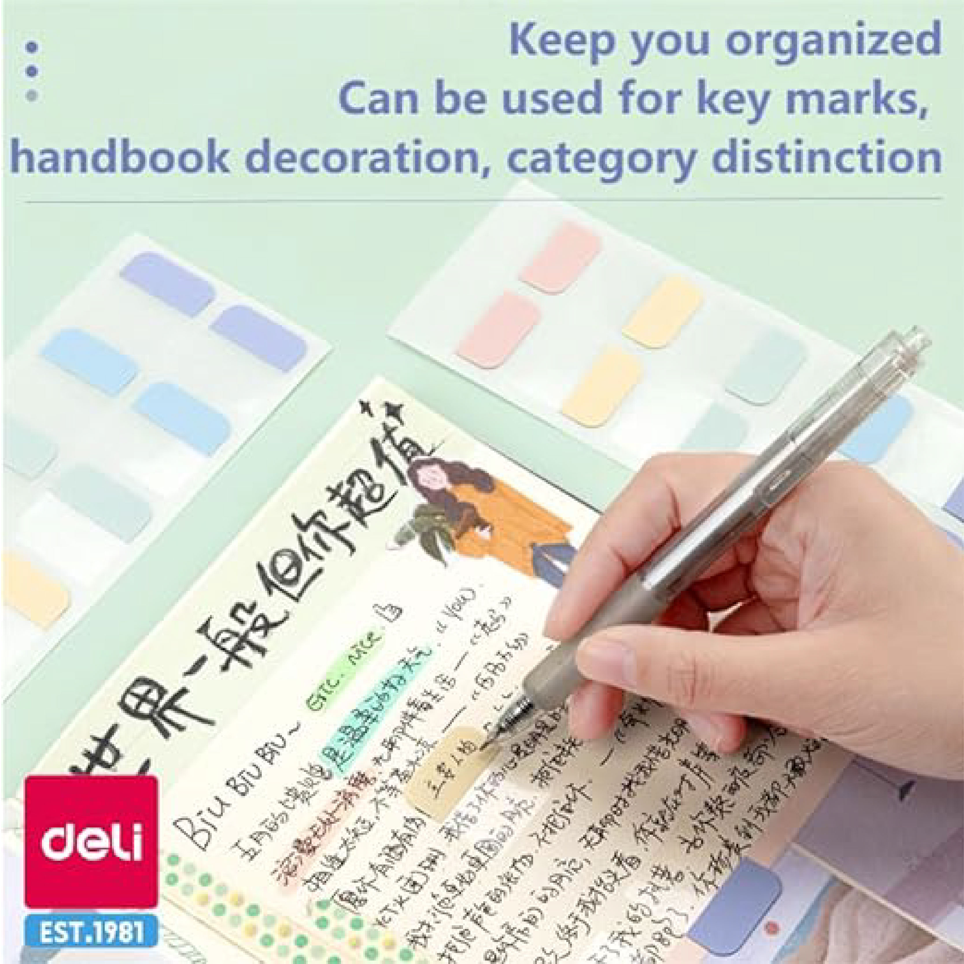 Deli Sticky Notes Index Tab Stick Up (28mm x 25mm/28mm x 45mm/28mm x ...