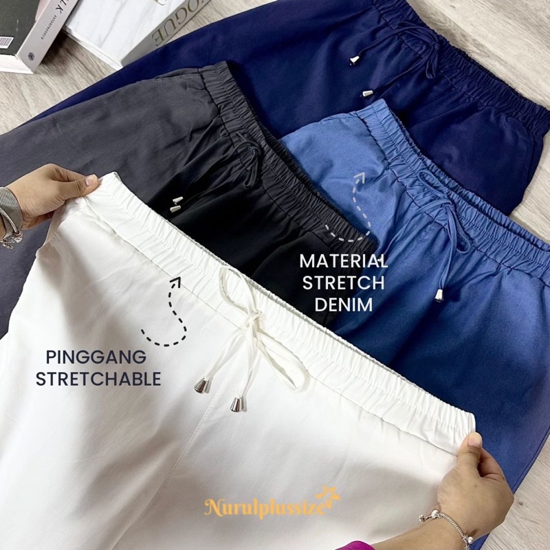 SELUAR JEANS PEREMPUAN STYLE MUSLIMAH PLUSSIZE COTTON JEANS BERGETAH ...