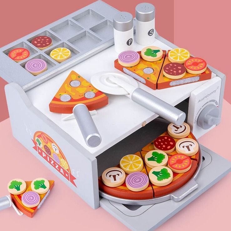Premium Wooden Pizza Oven Toy Set/BBQ Oven Toy Set/Kitchen Pretend Play ...