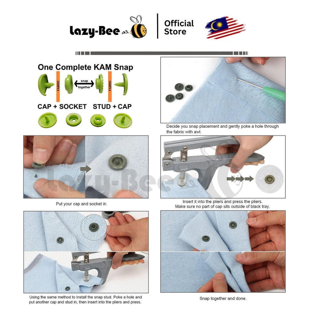 LAZY BEE Transparent Clear 50 Set 200 pcs T3 T5 T8 KAM Snap Button ...