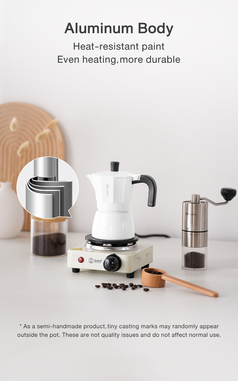 Simplus Moka Pot | 150mL | Single-Valve High-Pressure Extraction ...