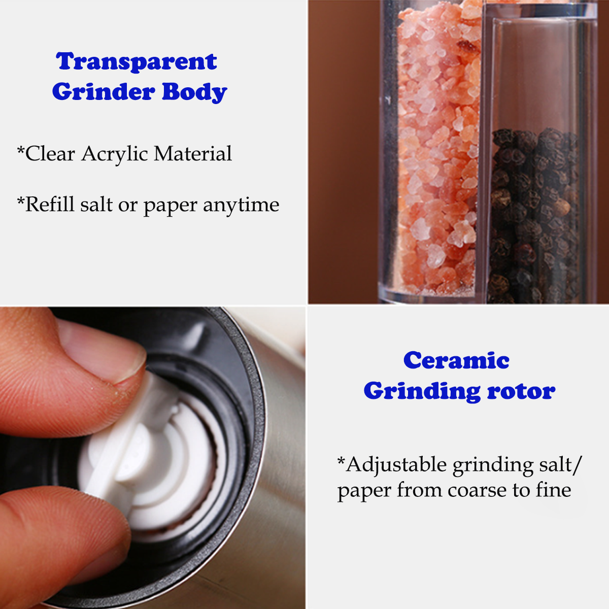 Dealforhome 🎡 【Dual Side】Refillable Stainless Steel Salt Pepper Manual ...