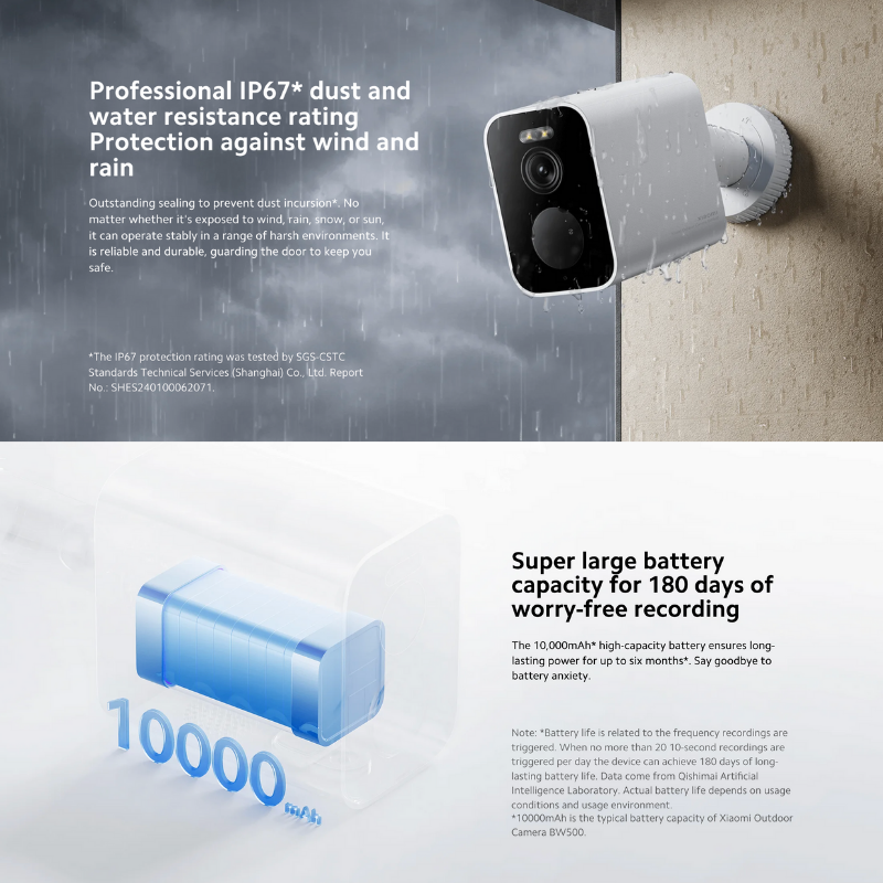 Xiaomi Outdoor Camera BW500 2.5K Smart WiFi 10000mAh Battery | IP67 ...