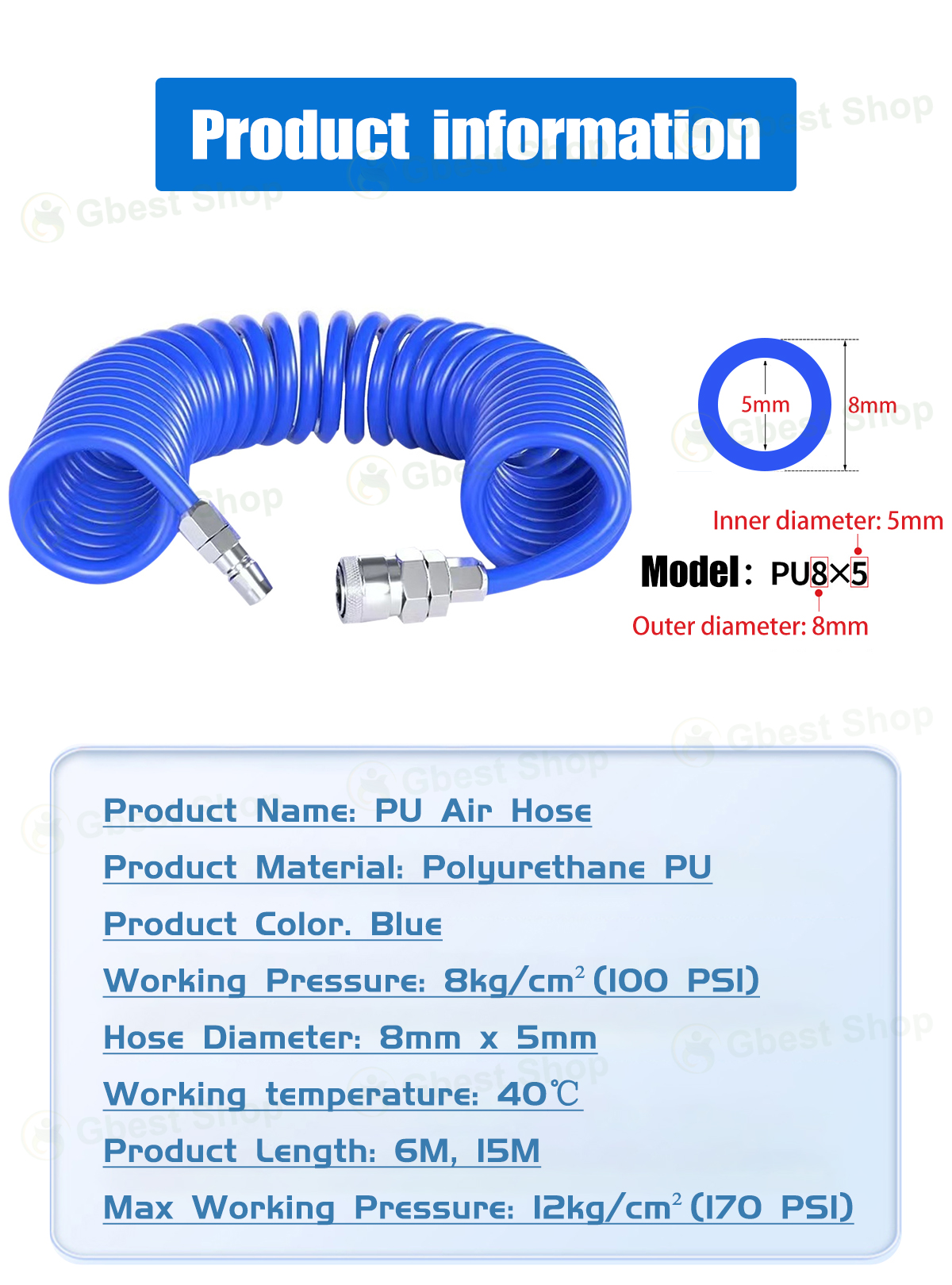 Dust Blow Gun PU Air Spring Hose Flexible Spring Recoil Spira Pipe Air ...
