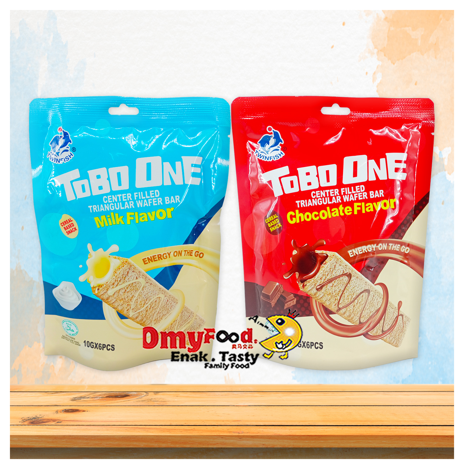 10g x 6pcs Twinfish Tobo One Triangular Wafer Bar [Milk / Chocolate ...