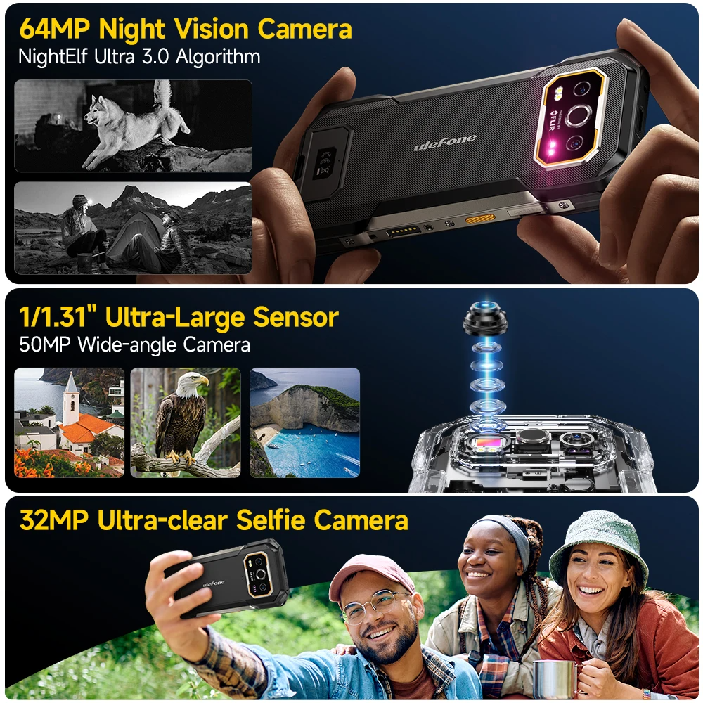 Ulefone Armor 27T Pro 5G Thermal Imaging Rugged Phone 10600mAh Android 14 Smartphone 50MP+64MP 6 ...