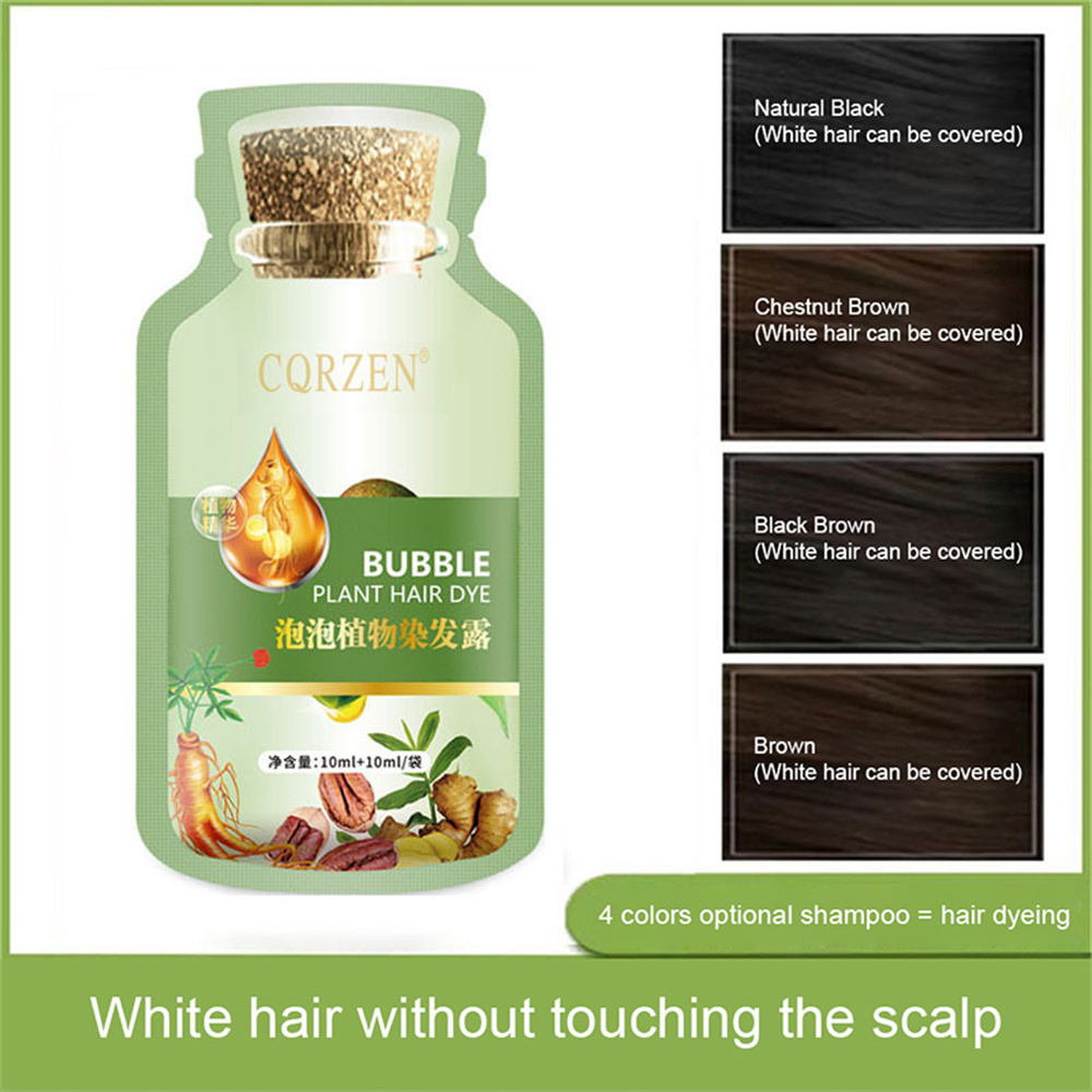 CQRZEN 1 Box 10Pcs Natural Plant Bubble Hair Dye Essence Hair Color ...