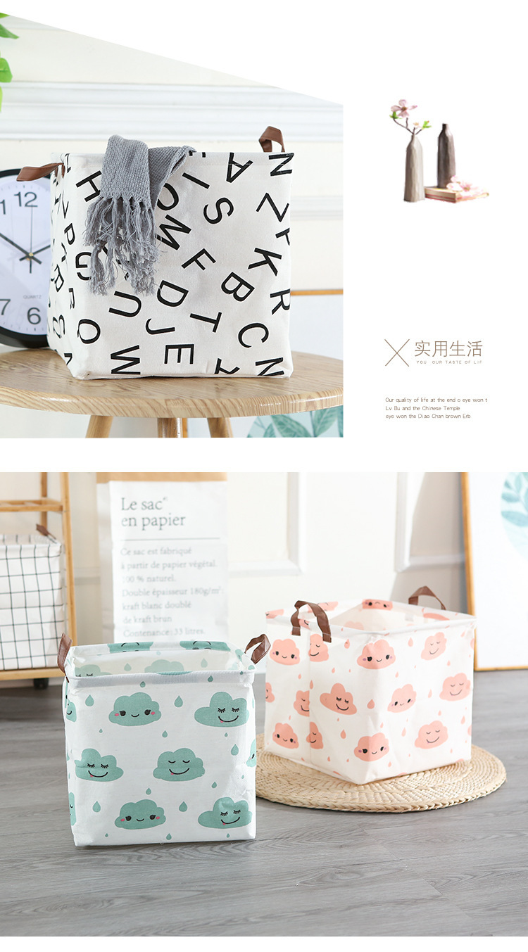 Arigatou Fabric Dirty Cloth Basket Foldable Storage Basket Leather ...