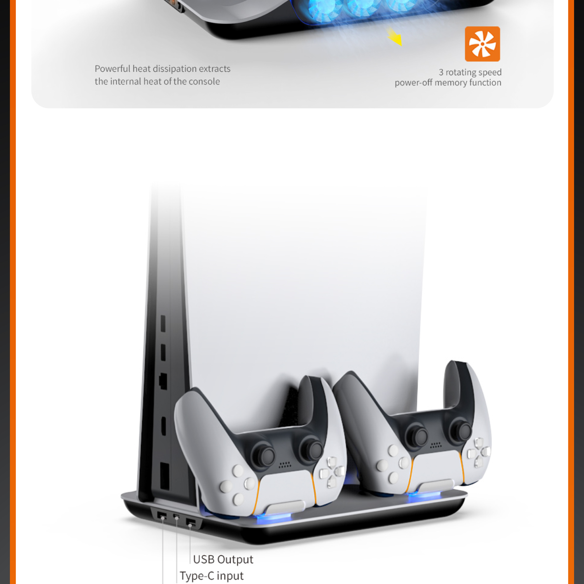 DOBE PS5 FAT Multifunction Cooling Stand PS5 Cooling fan PS5 Controller ...