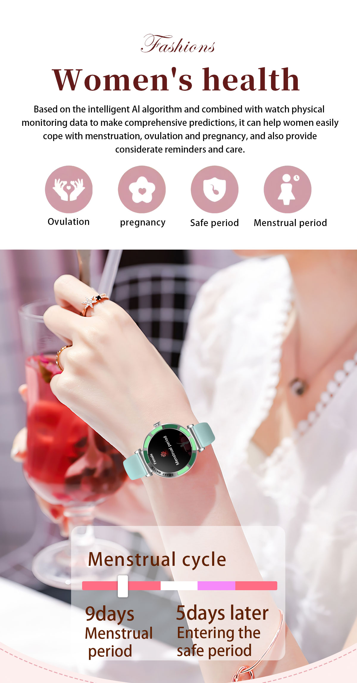 Aolon Lily R2 Women Smart Watch HD Bluetooth Call Health Monitoring DIY ...
