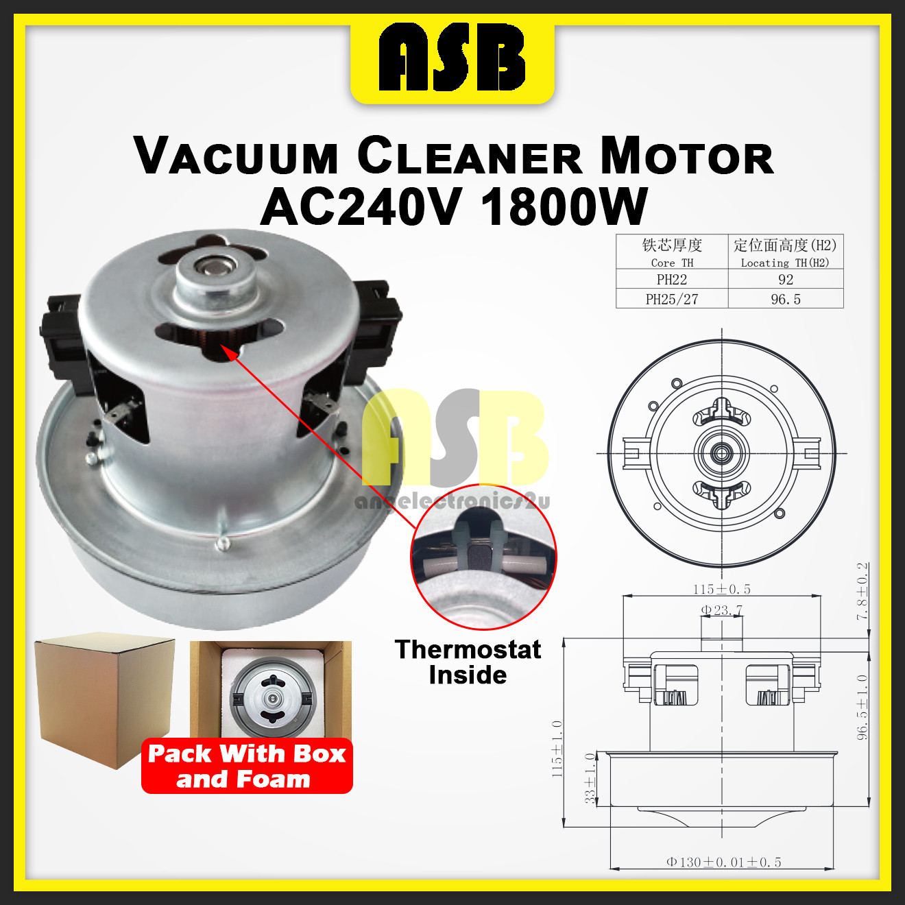 (1pc) Vacuum Cleaner Motor With Thermostat ( 1400W / 1600W / 1800W ...