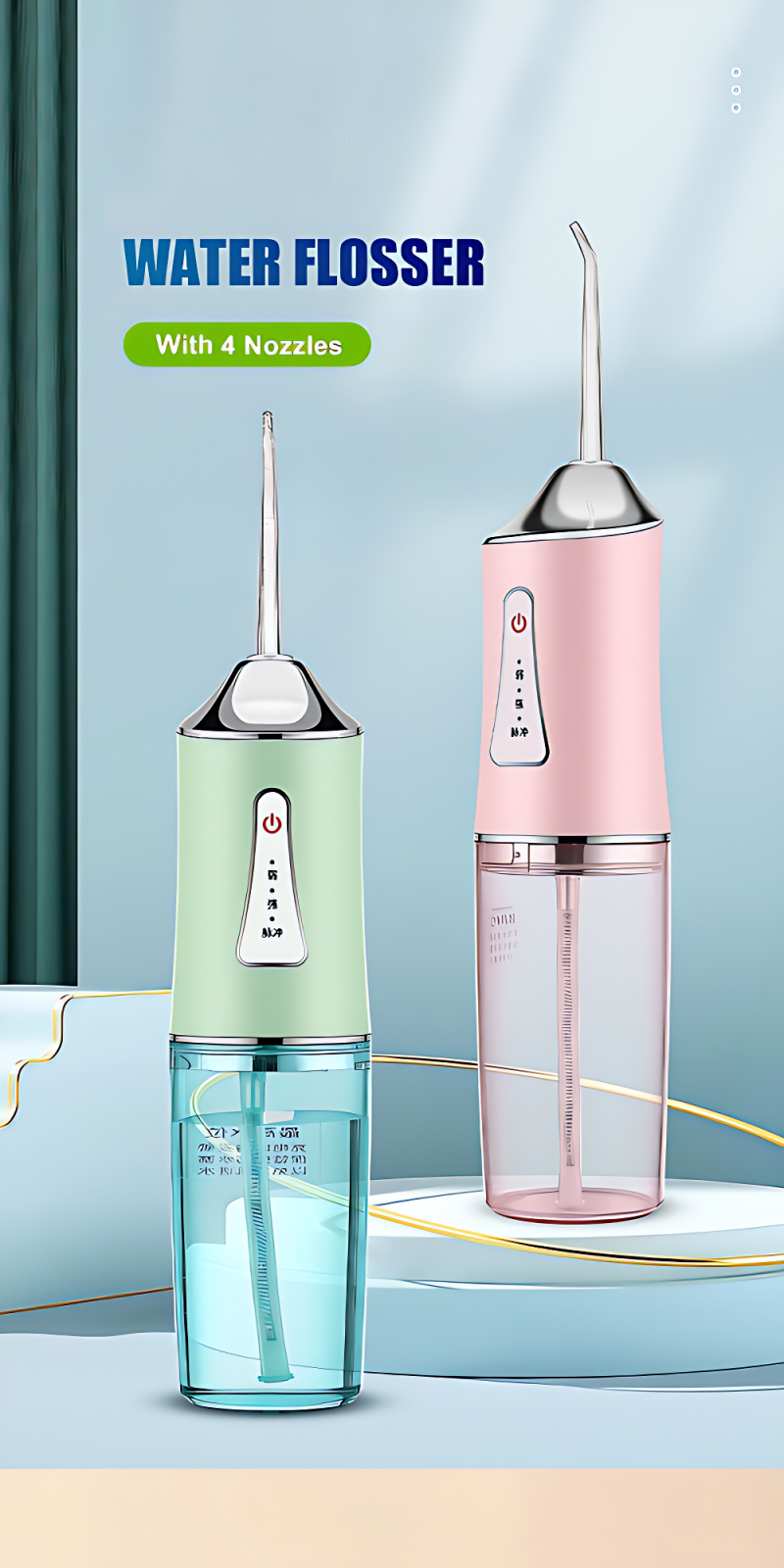 Electric Water Flosser With 4 Nozzles Dental Floss Teeth Waterflosser ...