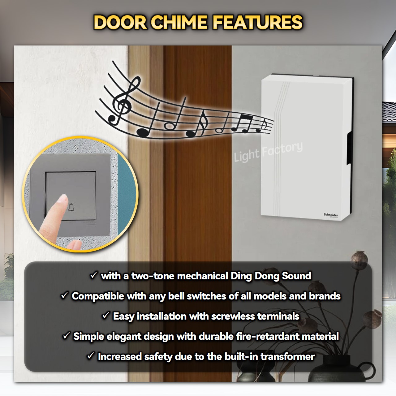 Schneider CCT99AC Door Bell 240V Mechanical Ding Dong Chime Wired ...