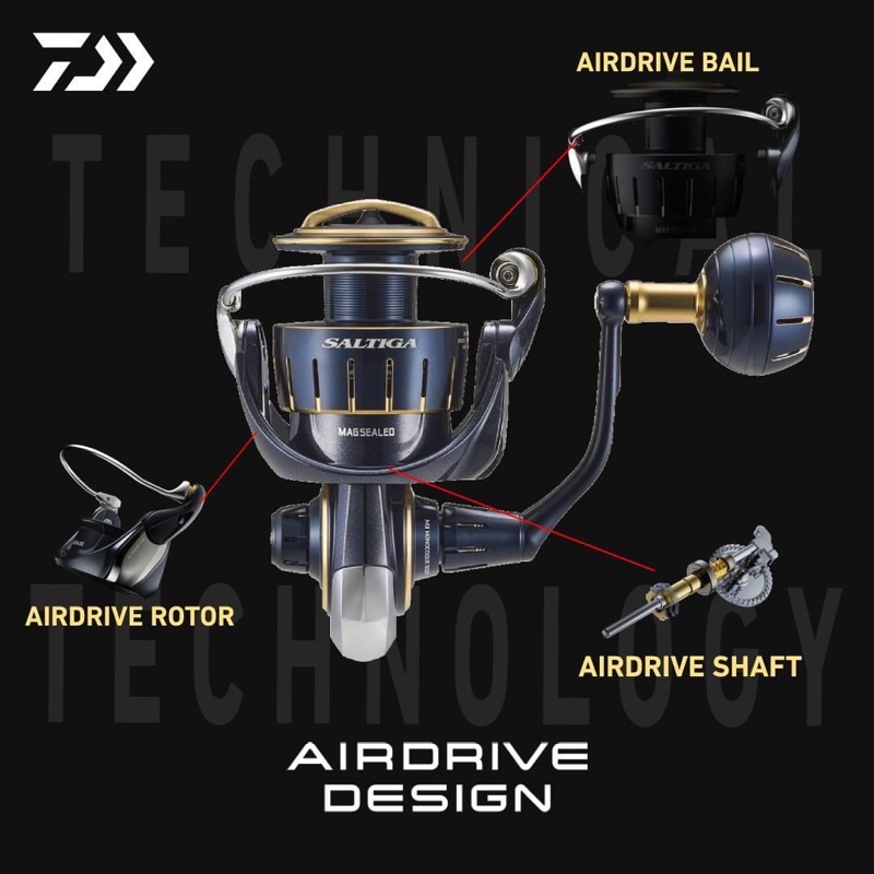 DAIWA Saltiga-G SALTWATER SW Spinning Fishing Reel Airdrive Design MQ G 4000 5000 6000 H XH ...
