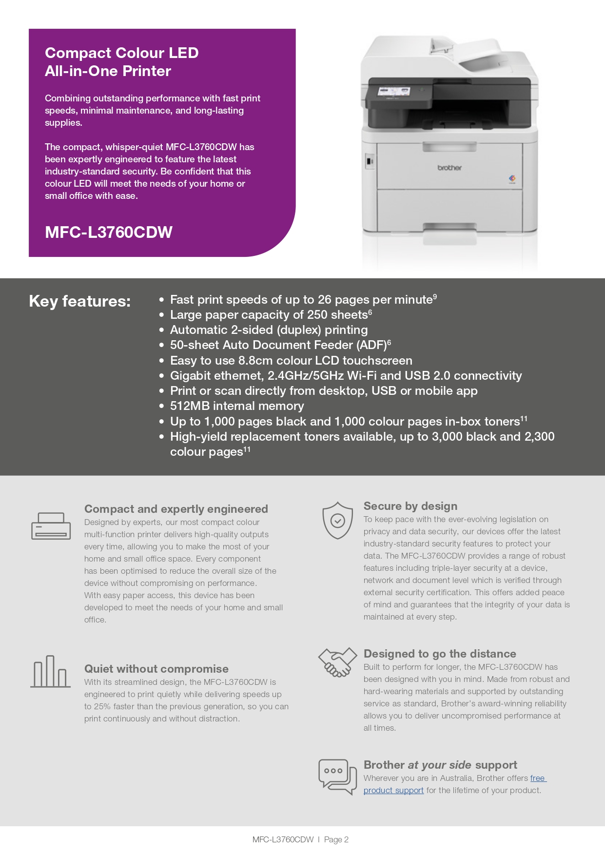 Brother Color LED Laserjet A4 4in1 Wireless Printer MFC-L3760CDW | ADF ...