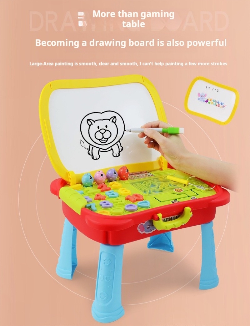 8 in 1Kids Learning Table Cartoon Design Multifunctional Plastic Table ...