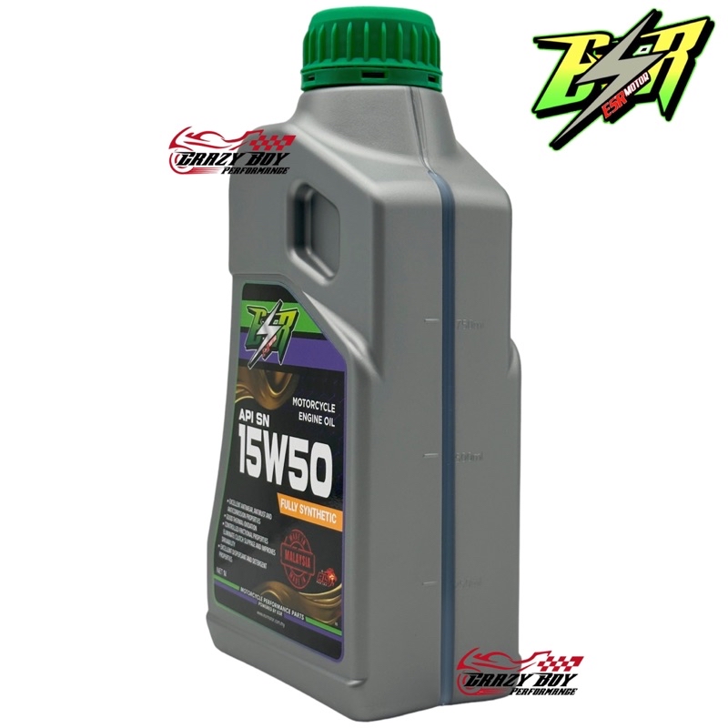 ESR MOTOR ENGINE OIL 1L FULLY SYNTHETIC 15W50 MINYA HITAM ESR MOTOR 100 ...