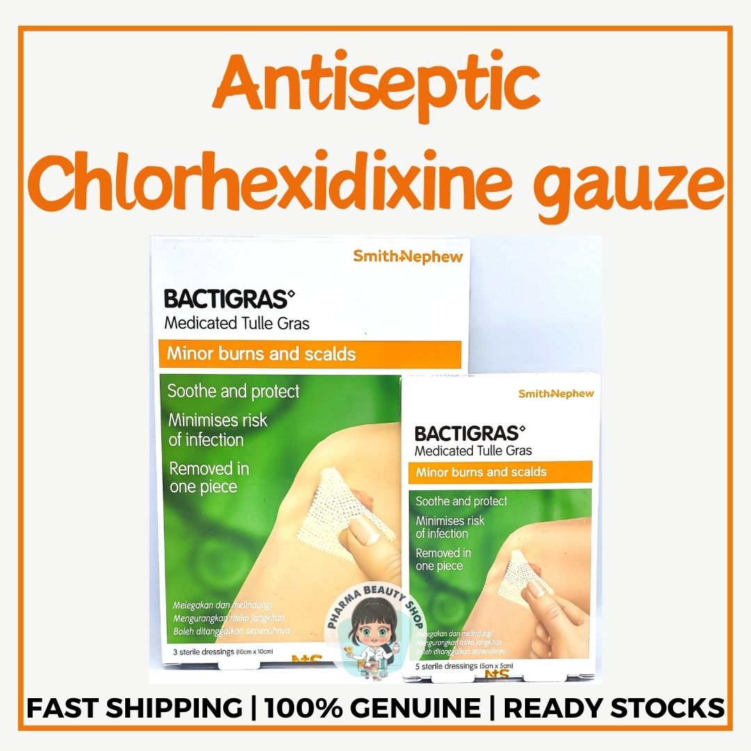 Smith Nephew Bactigras (Medicated Tulle Gras) 5cm x 5cm 5s/ 5s+1s ...
