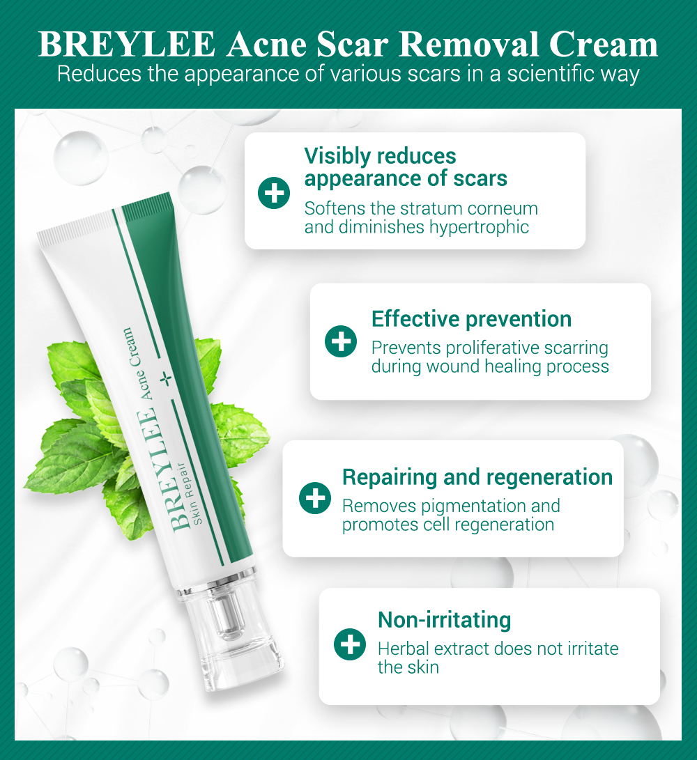 BREYLEE Acne Scar Remover Gel Lighten Stretch Marks Repairing Cream Dark Spot Acne Treatment ...