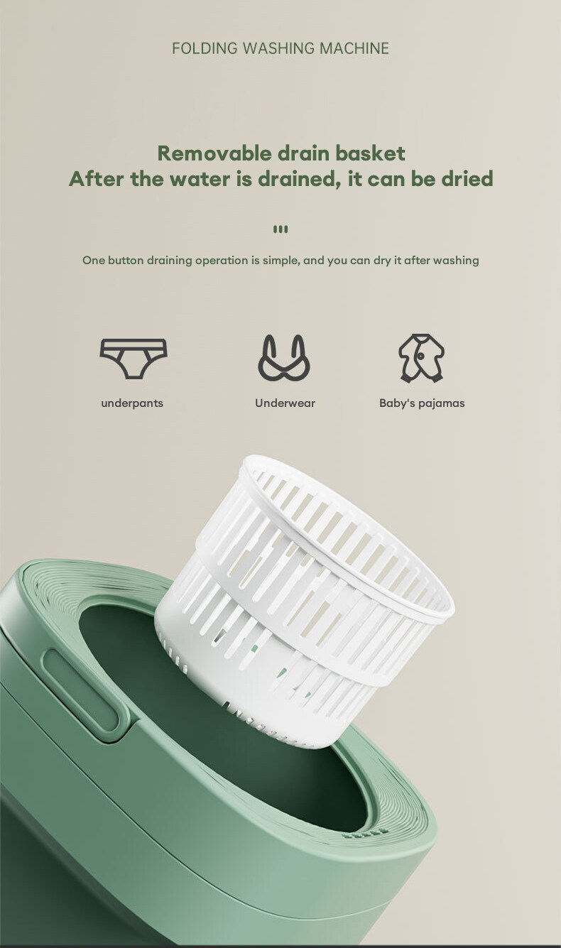 8L Mini Washing Machine Auto Folding Laundry Washer With Dryer Blue ...