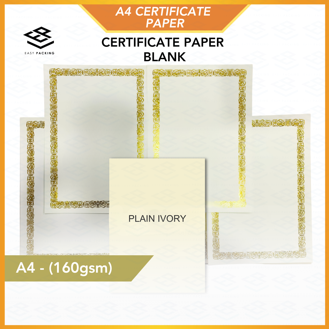 (10pcs ) A4 CERTIFICATE PAPER WITH GOLD STAMPING A4 A5 80g Plan White ...