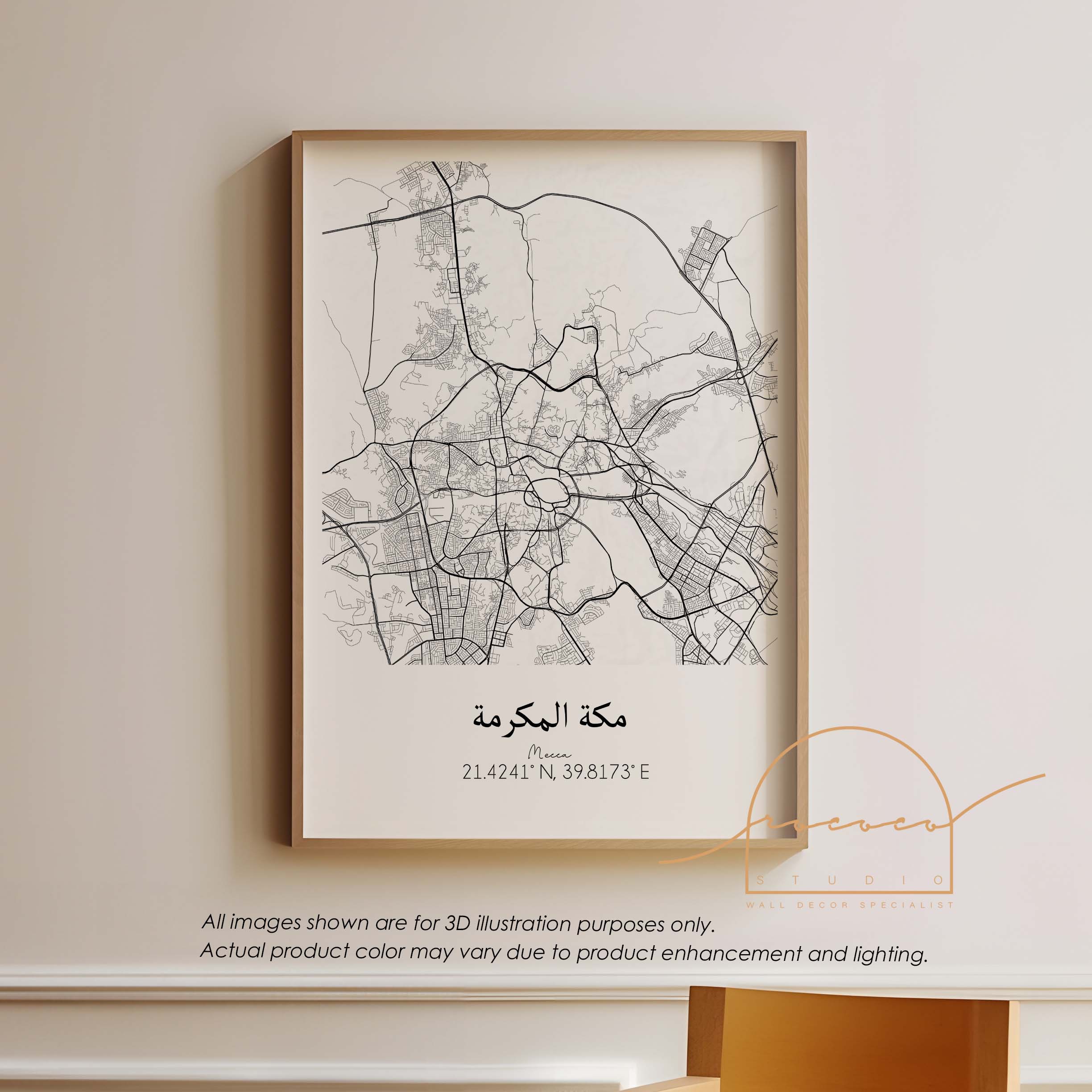 Poster With Frame | Map Palestine, Makkah, Madinah | Peta Islamic Frame ...