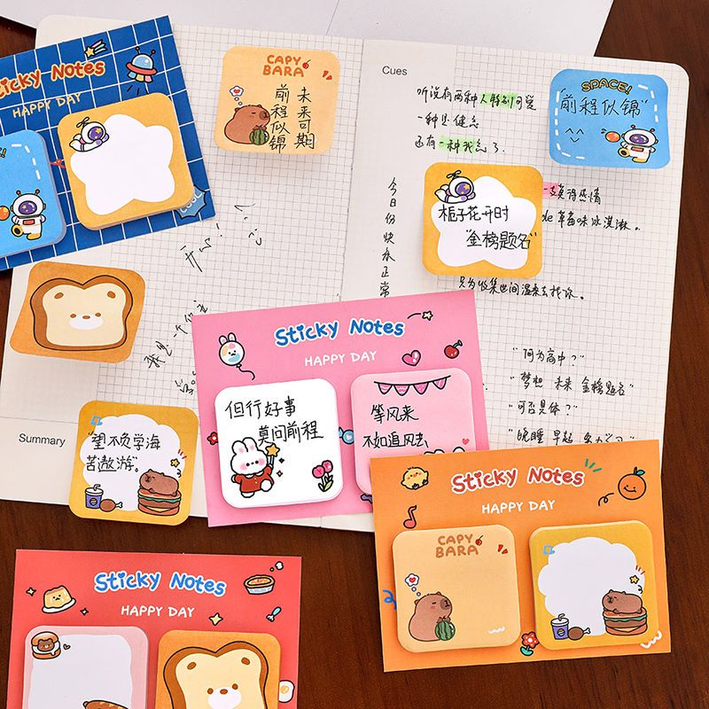 𝗖𝗛𝗔𝗥𝗠𝗜𝗡𝗚 𝗘𝗬𝗘𝗦 》 60 Sheets Cute Cartoon Sticky Notes Memo Note Pad ...