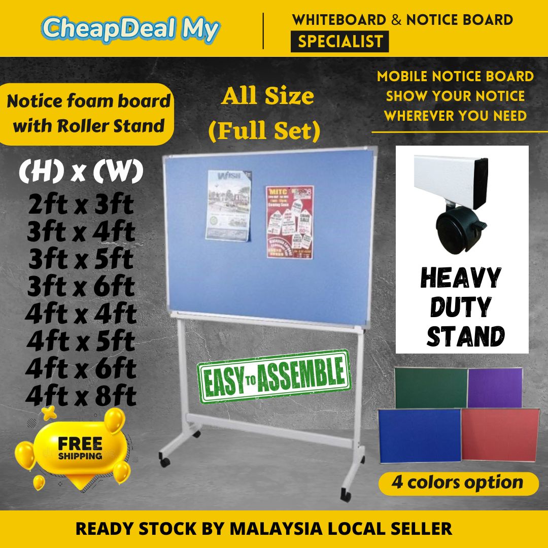 Papan Keyantaan notis kaki beroda /Notice Foam Board With Stand 3x4 3x5 ...