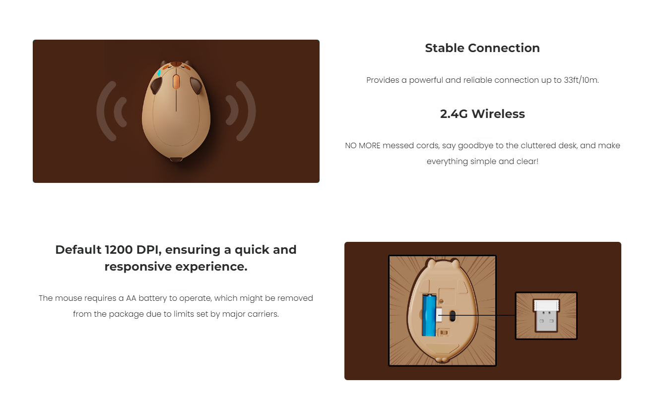 Akko Capybara Wireless Mouse - Pink/Brown | Shopee Malaysia