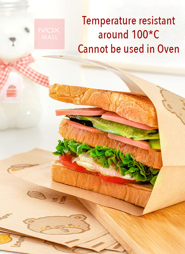 50pcs 38 x 28cm Toast/Burger/Sandwich Wrapper Paper/Baking Wrapping ...
