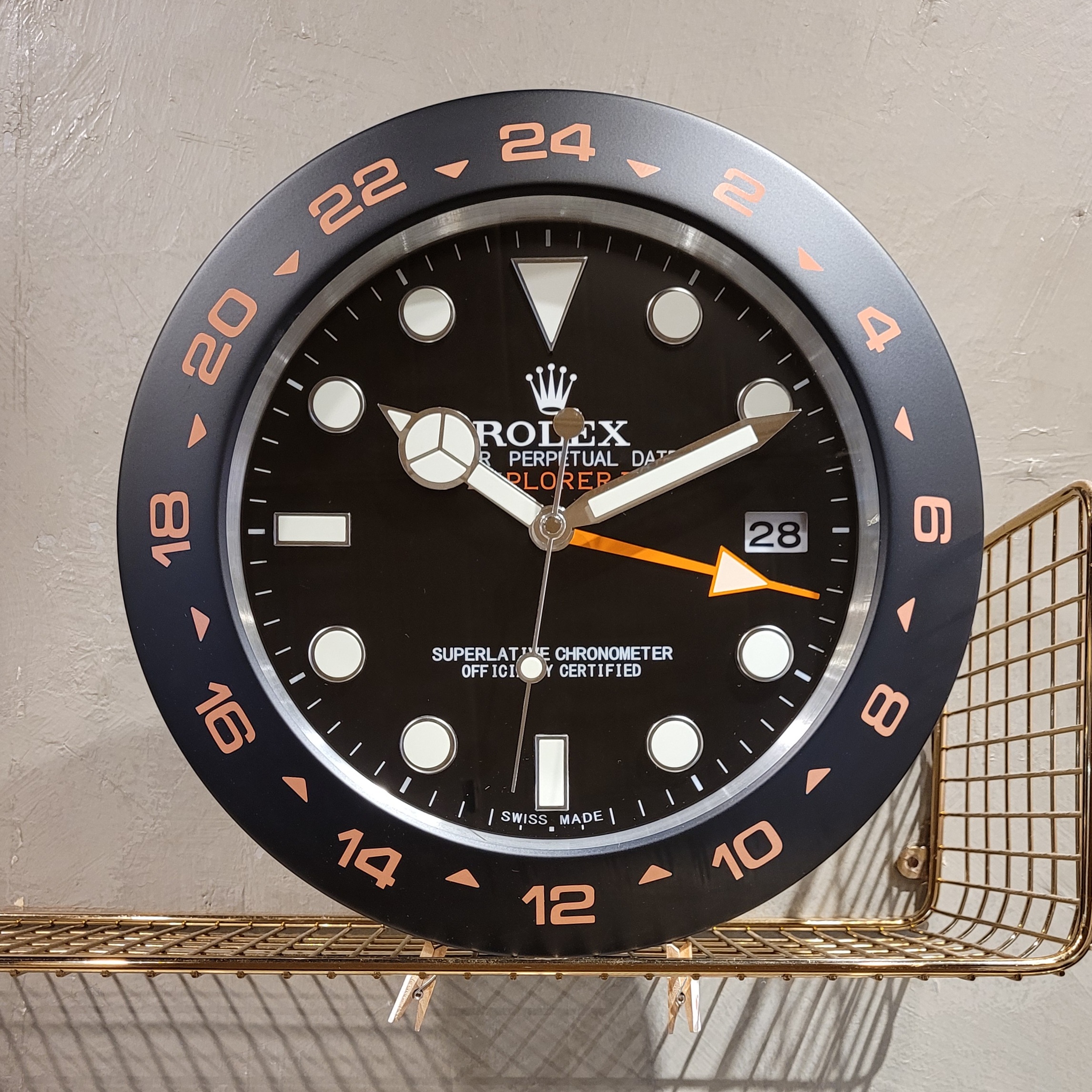 Premium Clock ROLEX Explorer II design Jam dinding Stainless Steel ...