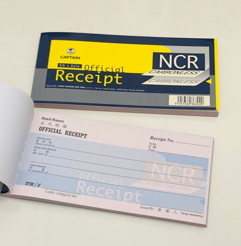 Captain NCR Carbonless Official Receipt 2ply X 50set Receipt Book 88mm ...