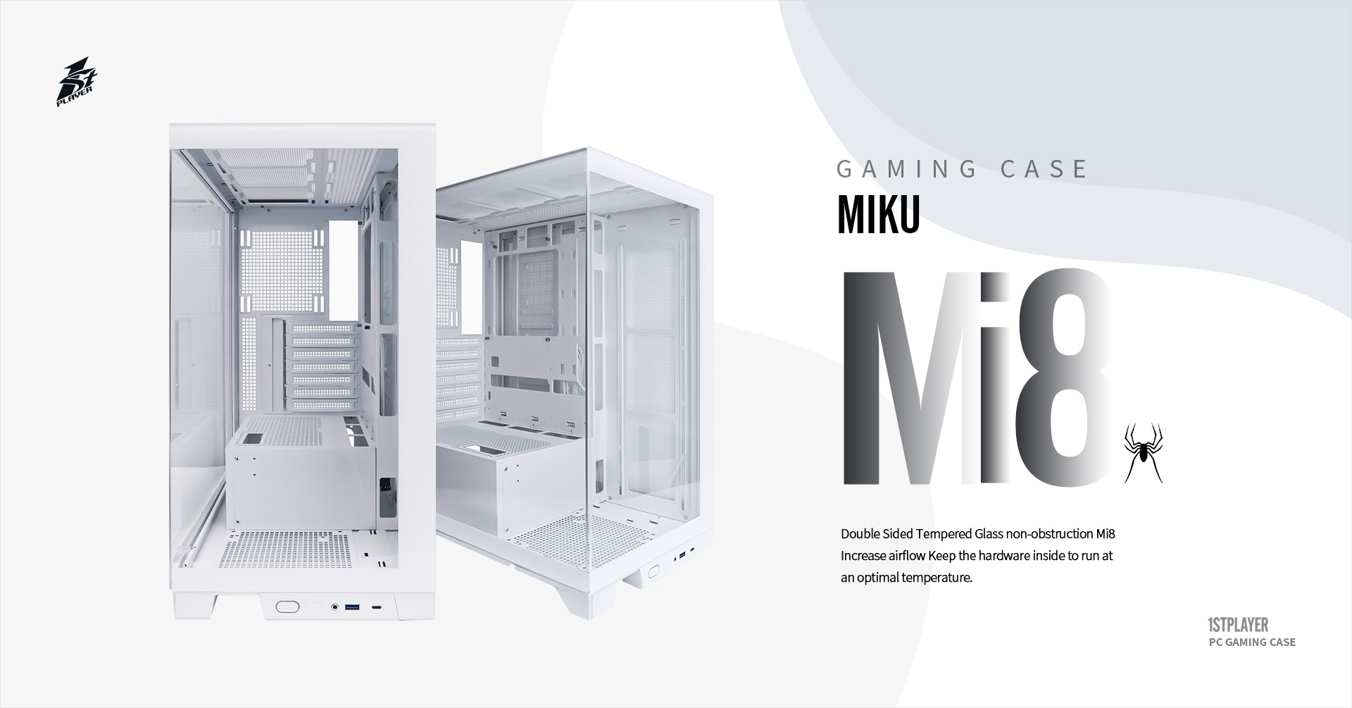1ST PLAYER MIKU Mi8 ATX, M-ATX, MINI ITX GAMING PC CASE (BLACK / WHITE ...