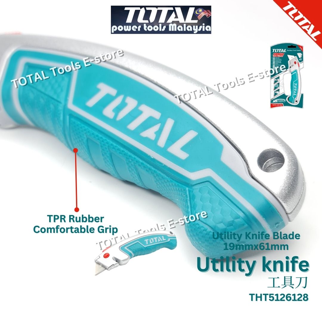 TOTAL Utility Knife + 6 Pcs Knife Blade [19mmx61mm] 工具刀 175mm ...