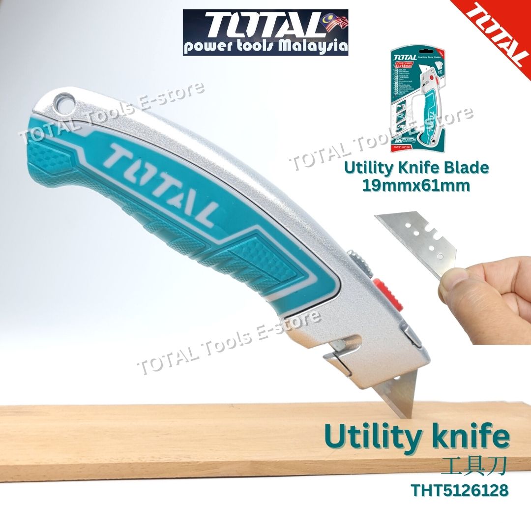 TOTAL Utility Knife + 6 Pcs Knife Blade [19mmx61mm] 工具刀 175mm ...