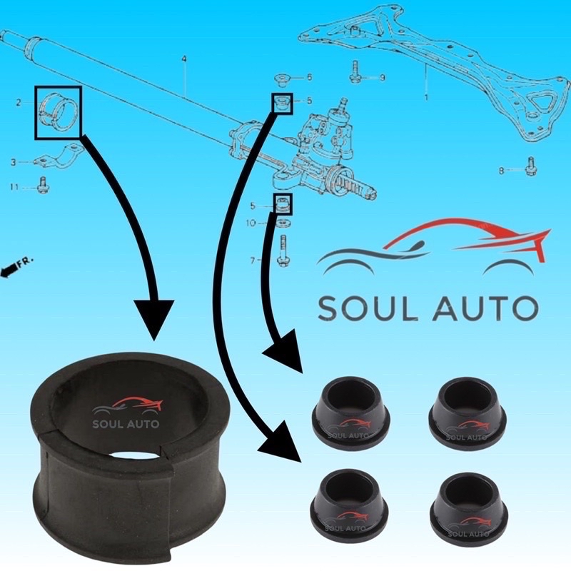 Honda Civic SR4 SO4 CR-V S10 RD1 Steering Rack Rubber & Bush Set CRV ...