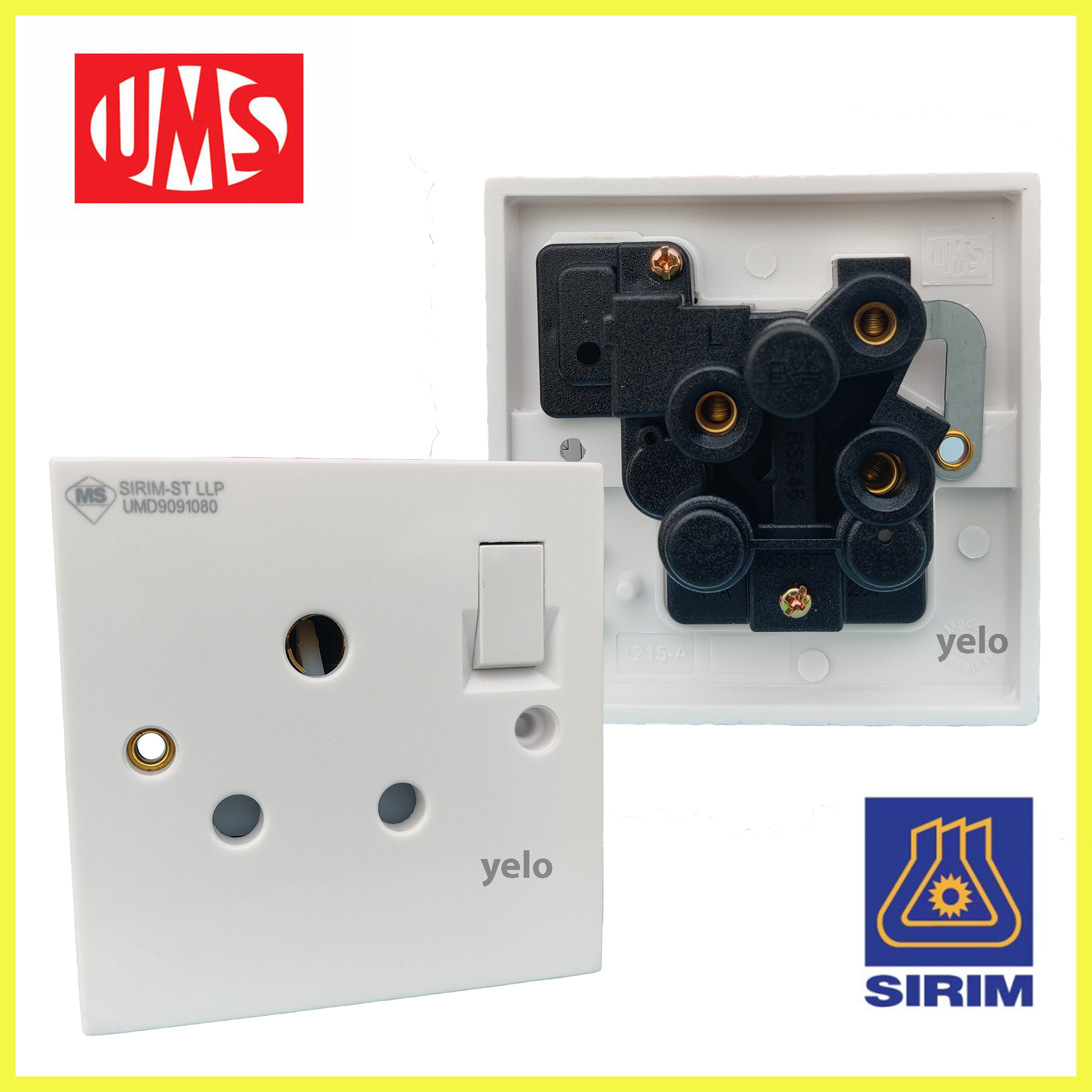 UMS 15A Switch Socket 250V AC 1 Gang Switched Socket Outlet Heavy Duty ...