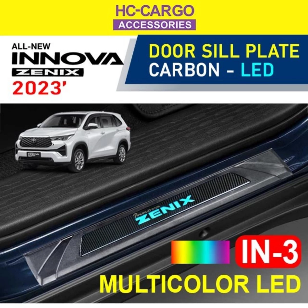 Hc Cargo Toyota Innova Zenix 2023 Black Carbon Led Light Door Side Sill ...