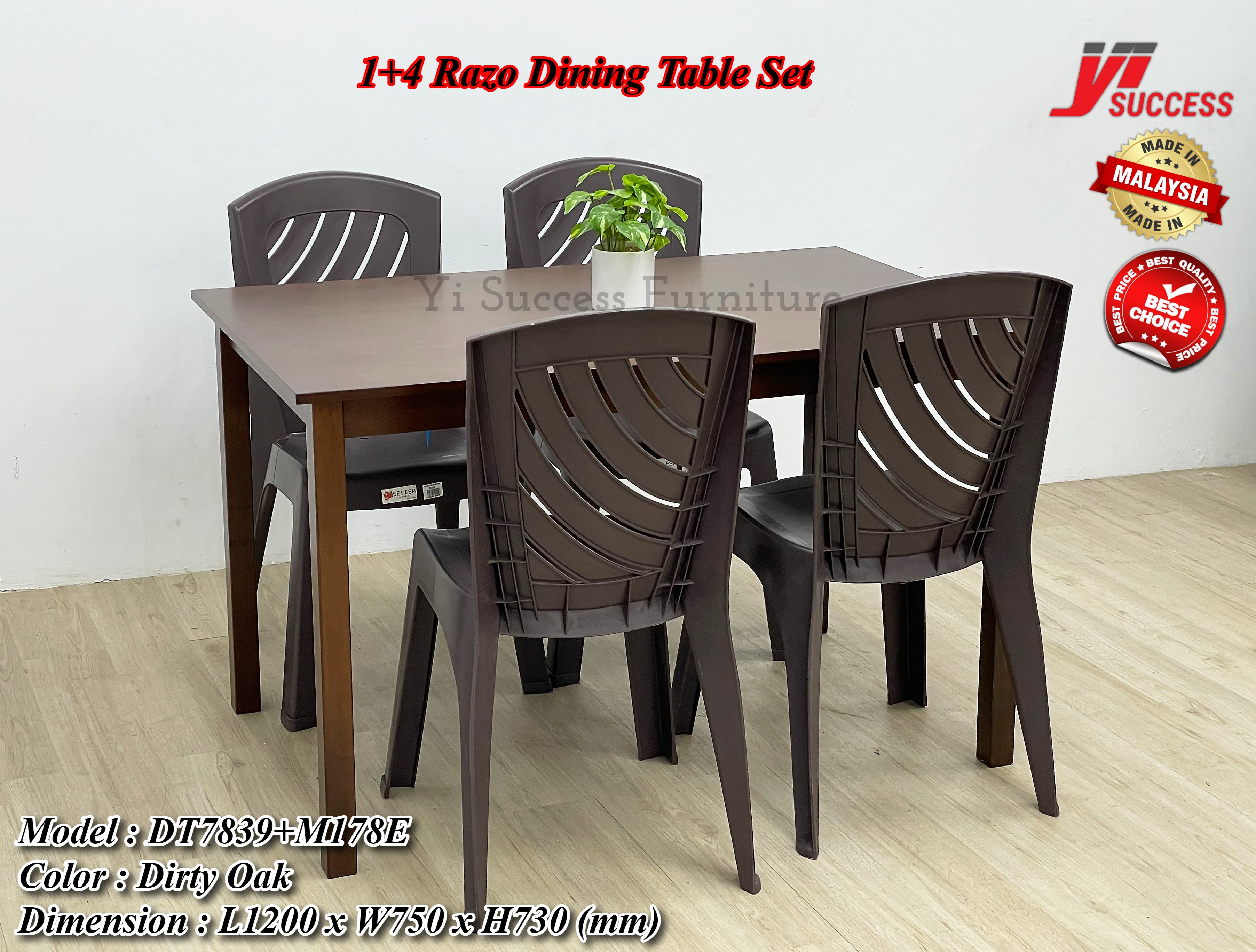 Yi Success Razo 1+4 Dining Table Set / Wooden Dining Table / Meja Makan ...
